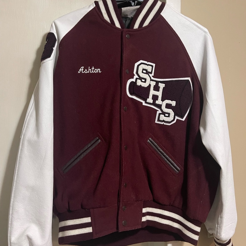 New Balfour Large Leather Letterman Jacket - Gem